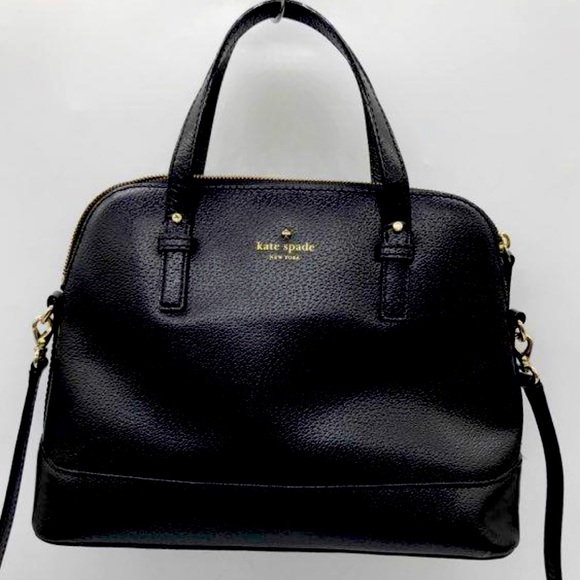 kate spade | Bags | Kate Spade Black Pebble Leather Satchel Crossbody ...